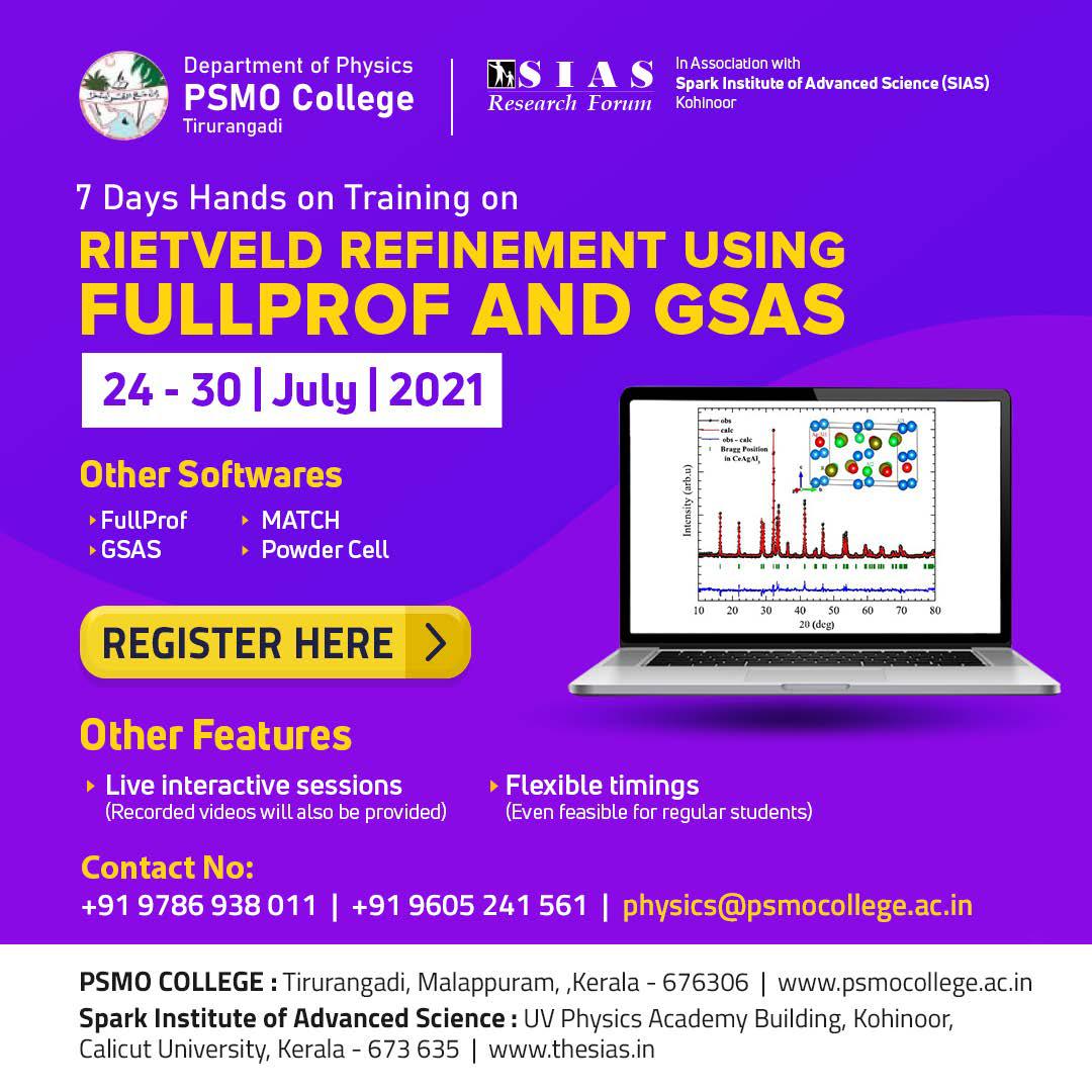 7 day hands on training on Rietveld Refinement on powder XRD data ...